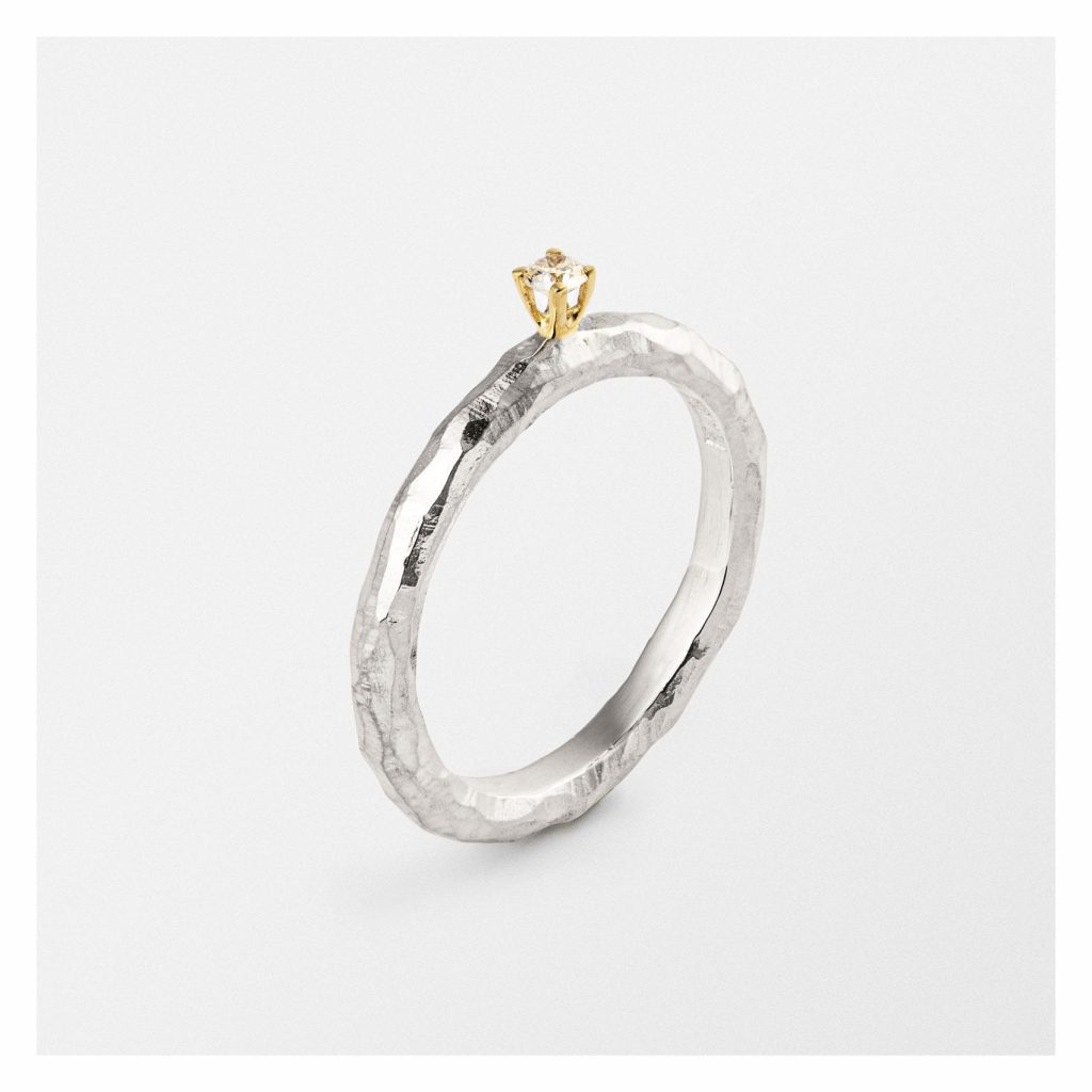 Sandberg Ring - Ringo 0,06. Silver/18 k guld och diamant. Nyhet! - August P